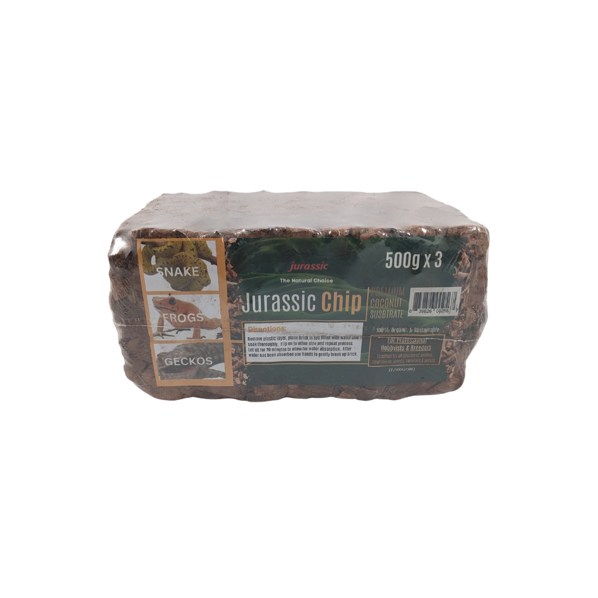 Jurassic Coco Husk Chip Compressed Bricks 500g x 3 Pack | One Bioactive